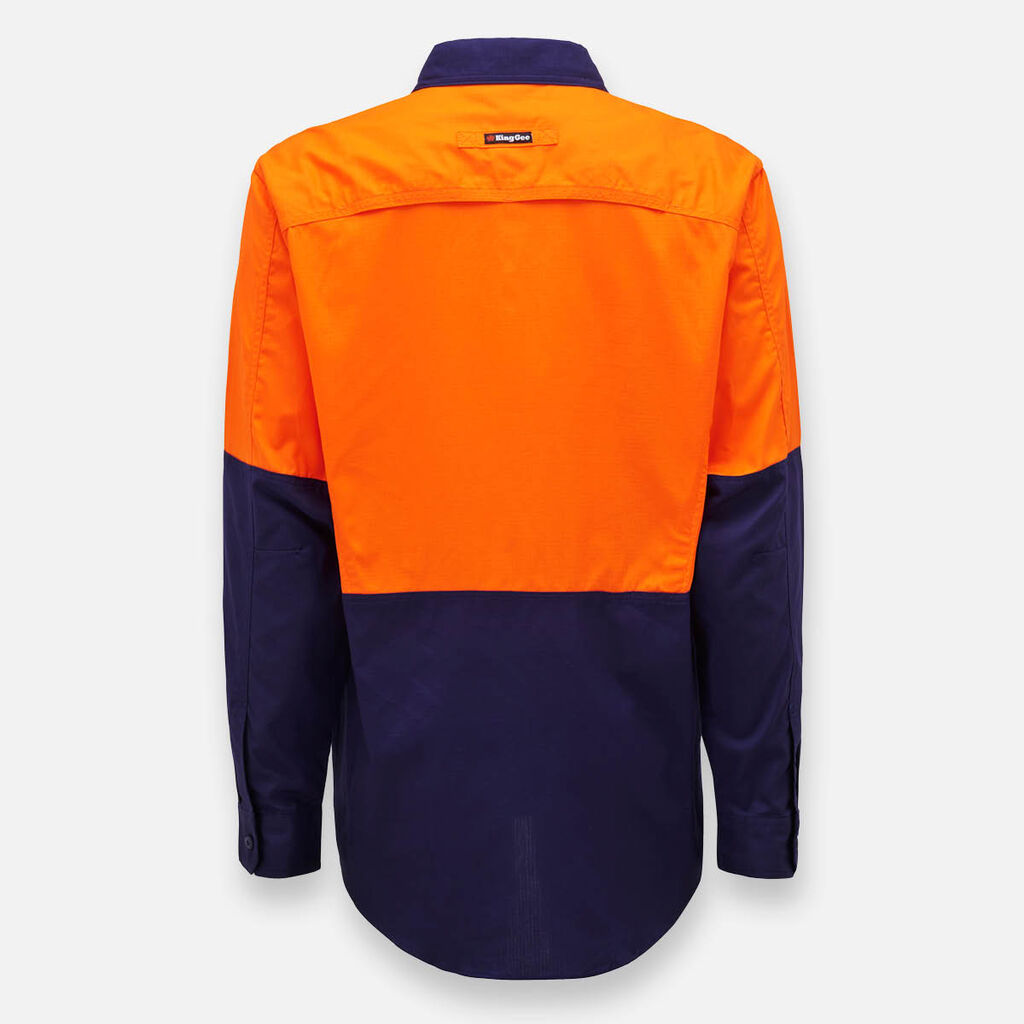 King Gee Workcool 2 Hi-Vis Two Tone Long Sleeve Drill Work Shirt (K548 ...