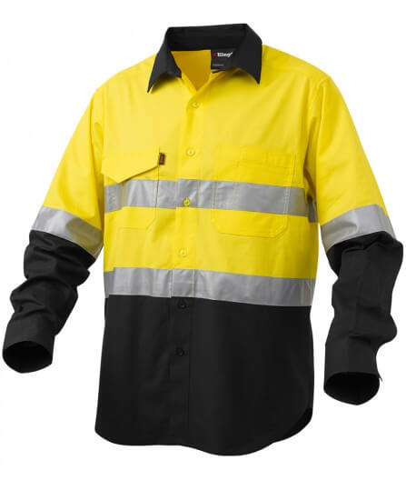 King Gee Workcool 2 Hi-Vis Reflective Spliced Shirt Long Sleeve (K5488 ...